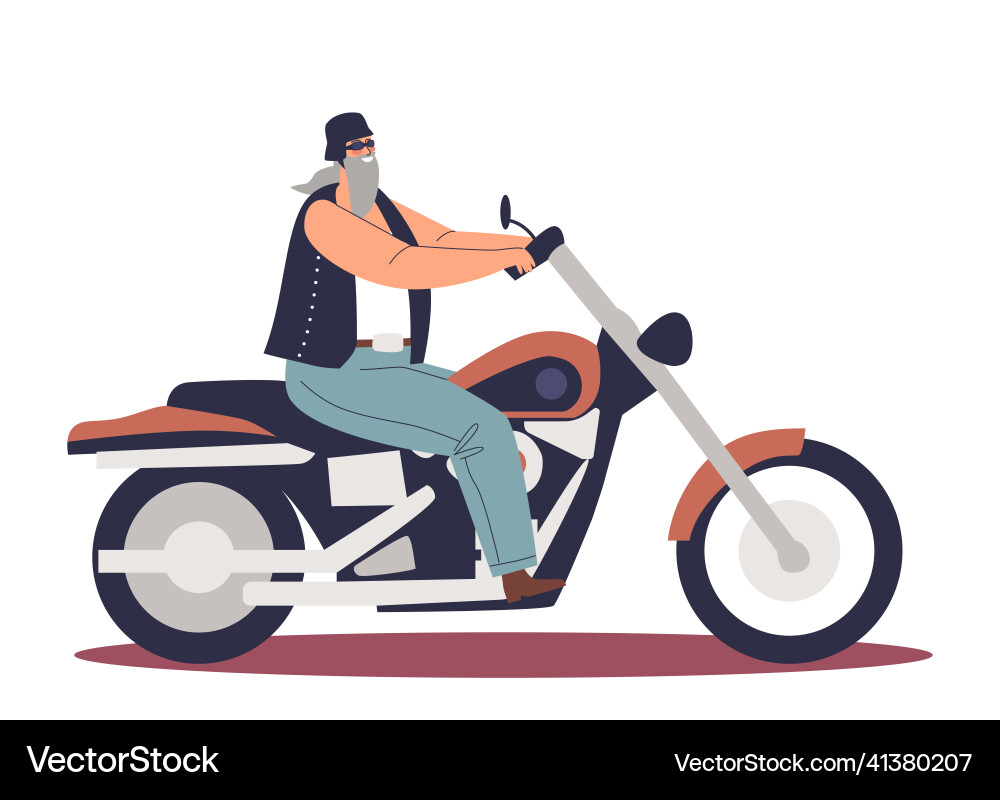 Biker riding big motorcycle man motorcyclist Vector Image