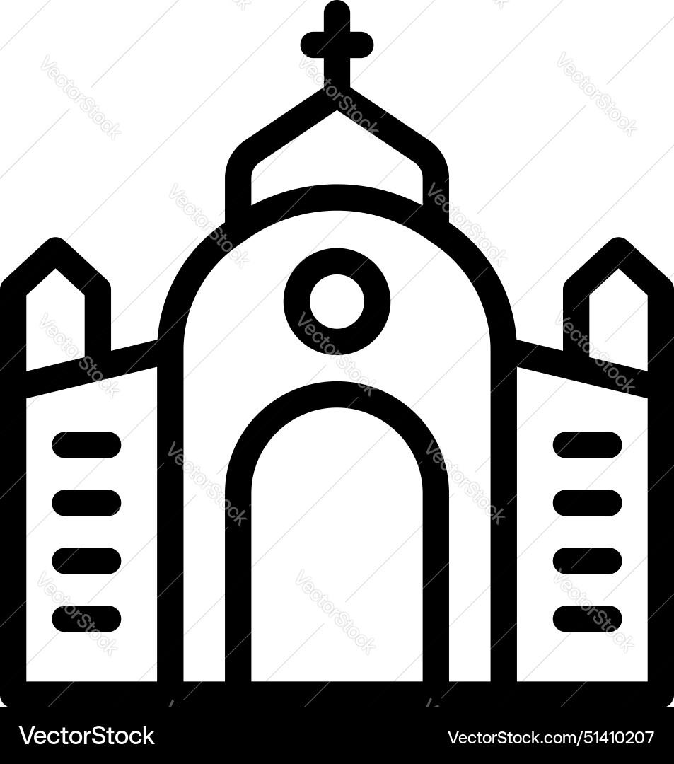 Black and white church line art icon Royalty Free Vector