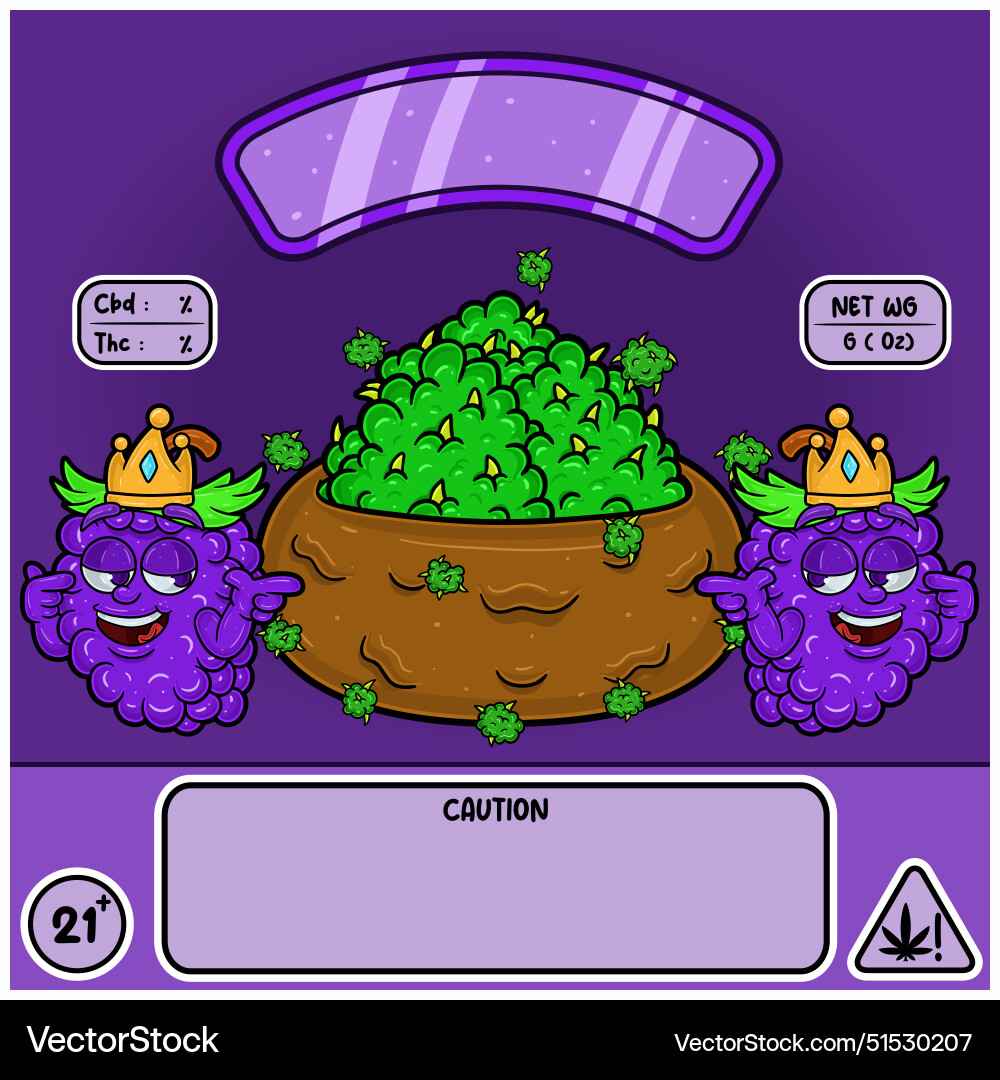 Grape strain with weedbud in cartoon style Vector Image