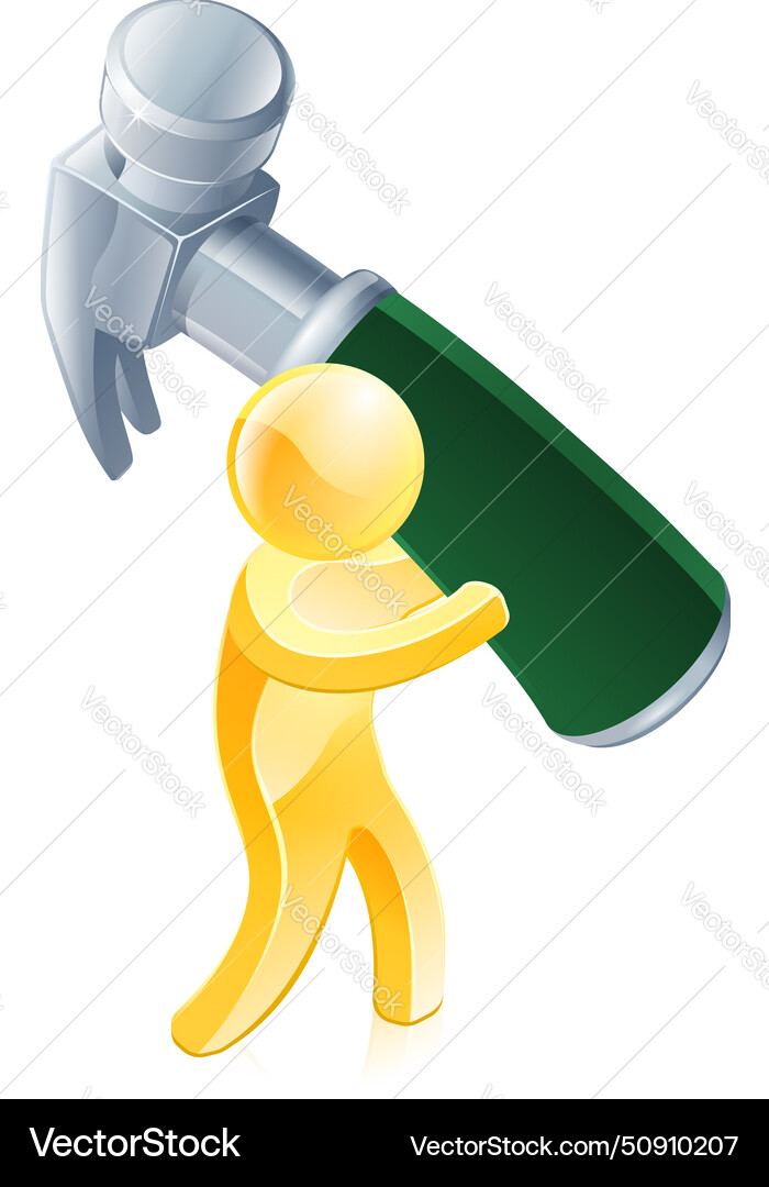 Hammer gold man Royalty Free Vector Image - VectorStock