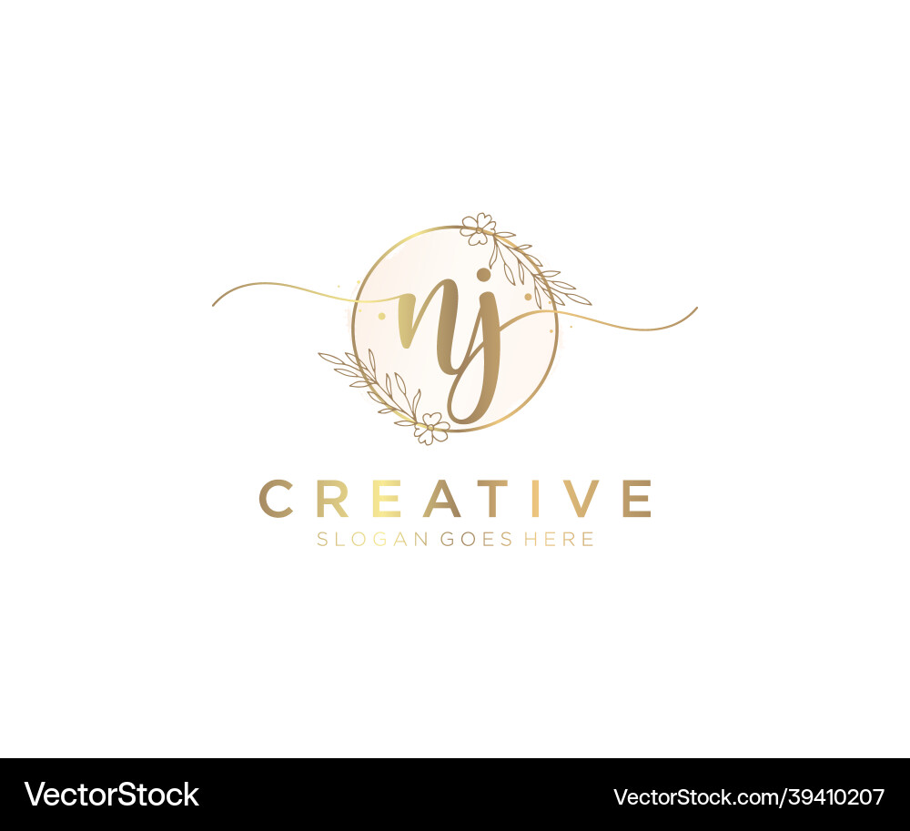 Initial nj feminine logo beauty monogramm Vektorbild