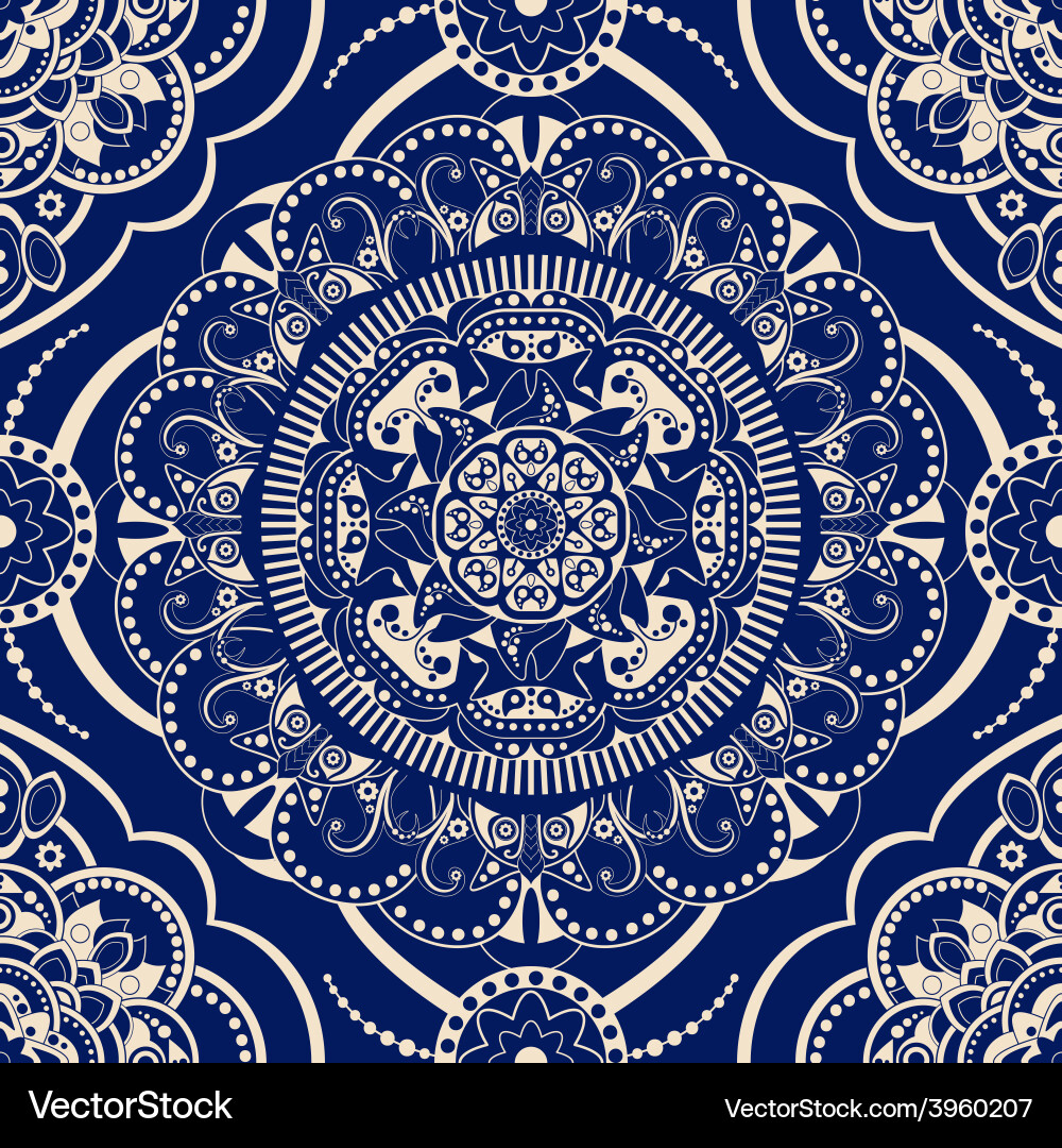 Ornamental seamless pattern blue ethnic Royalty Free Vector