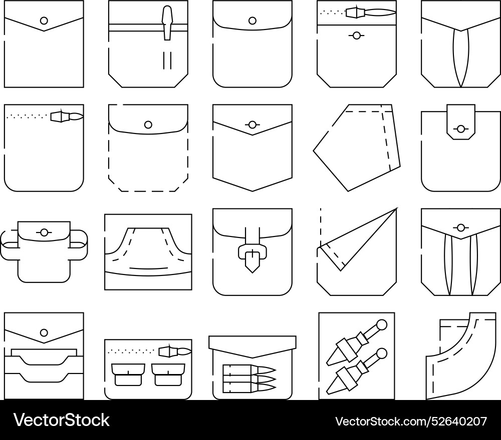 Patch pocket clothes collection icons set Vector Image