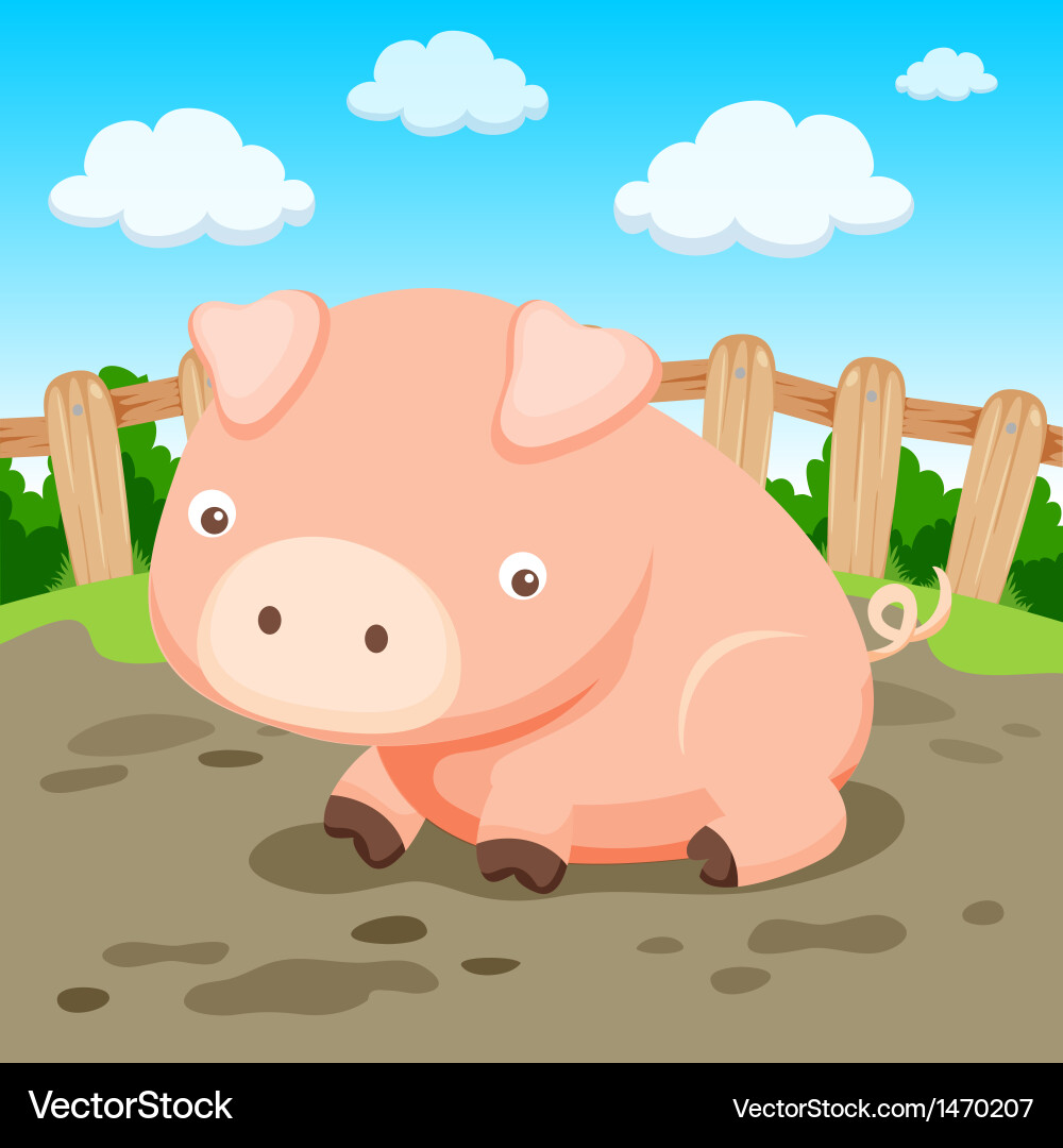Pig in farm Royalty Free Vector Image - VectorStock