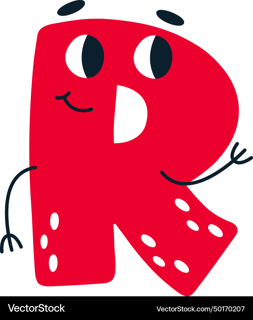 R letter funny children alphabet Royalty Free Vector Image