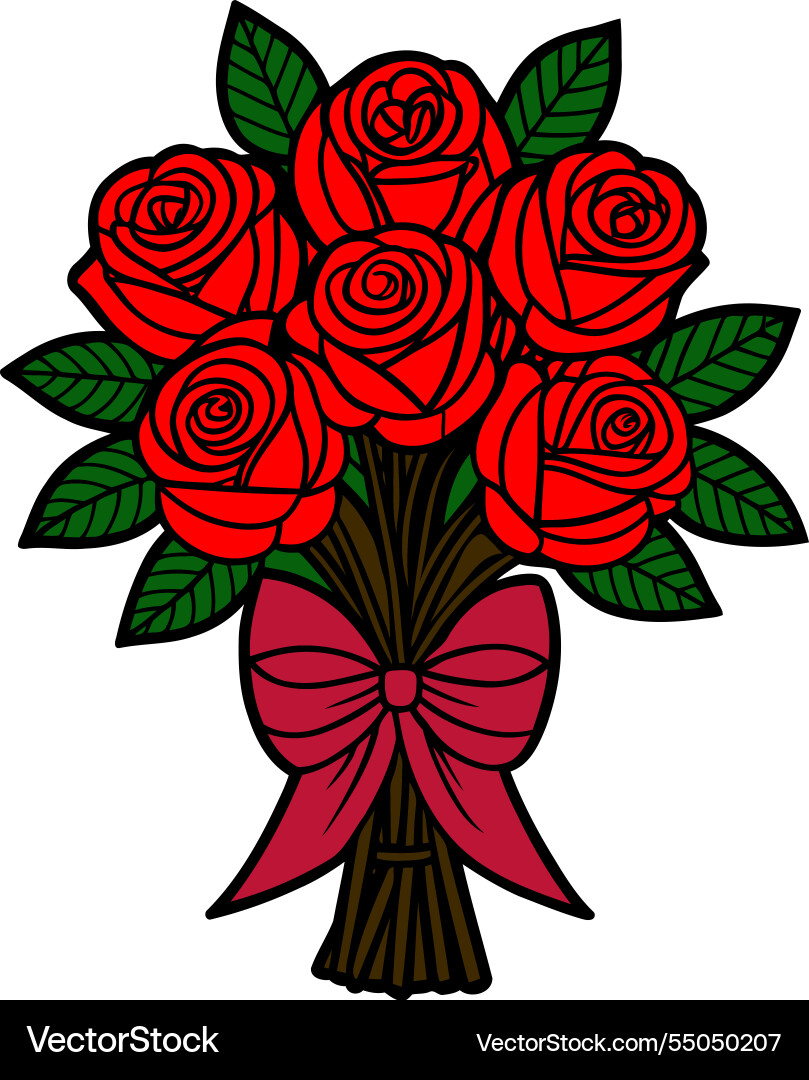 Red rose bouquet Royalty Free Vector Image - VectorStock