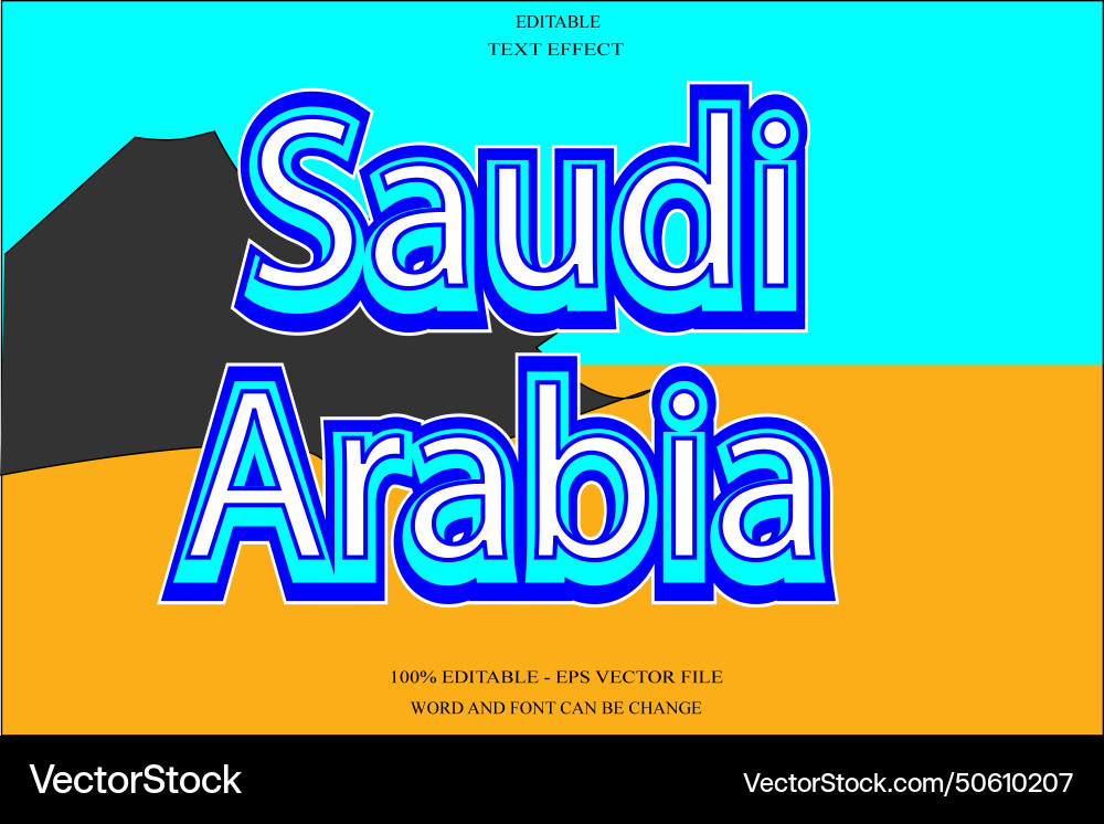 Saudi arabia editable text effect Royalty Free Vector Image