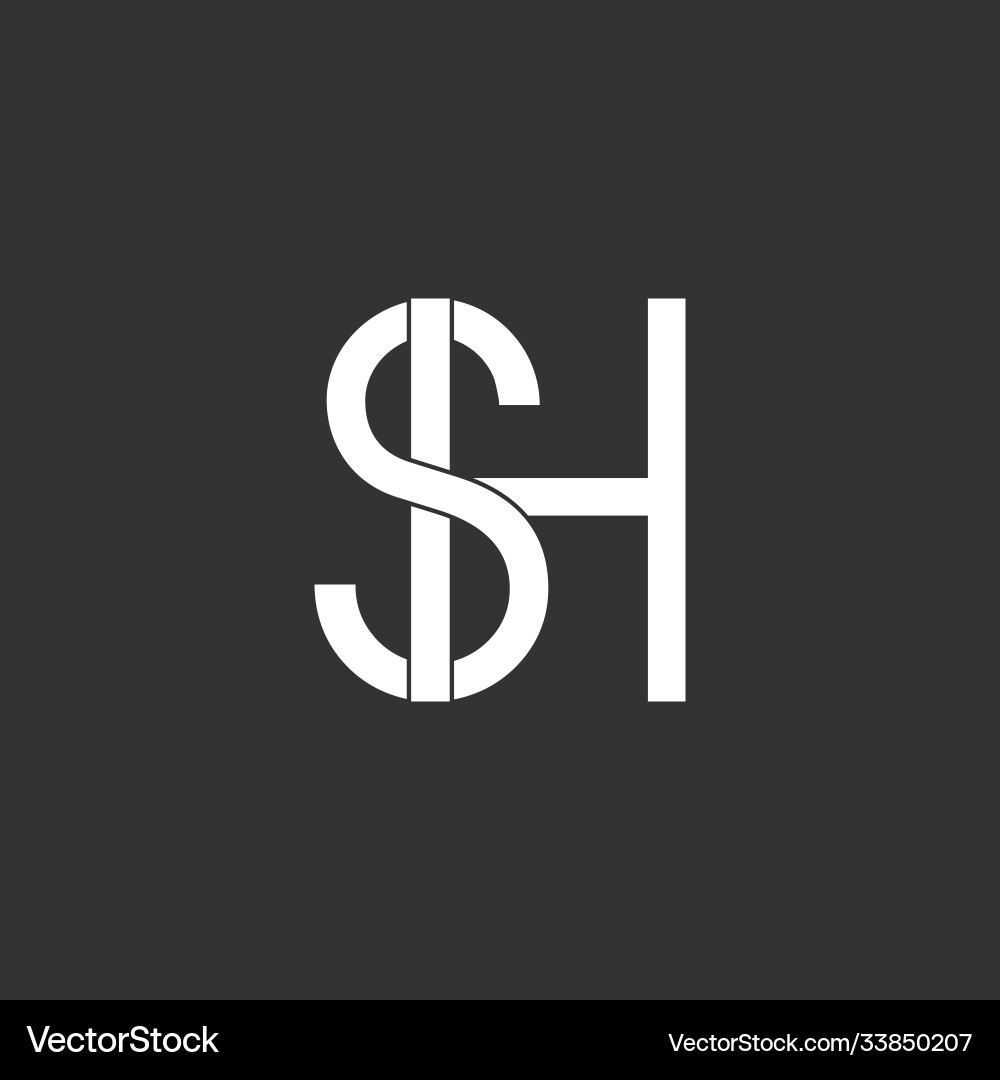 SH Monogram Logo Royalty Free Vector Image - VectorStock