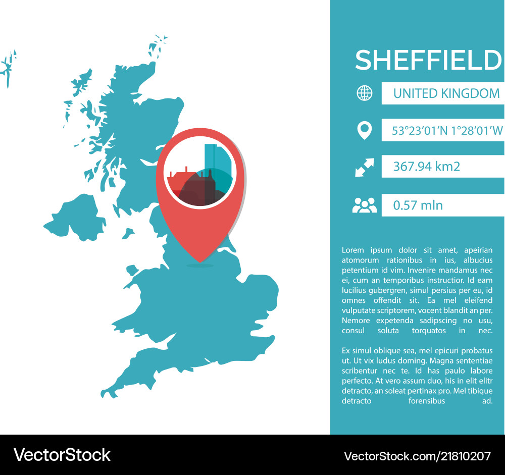 Shieffield map infographic Royalty Free Vector Image