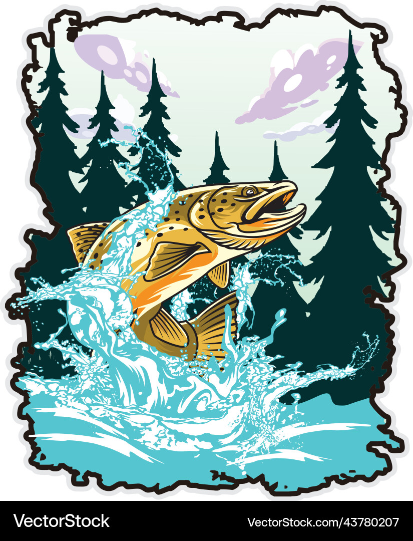 Trout fish fishing template Royalty Free Vector Image