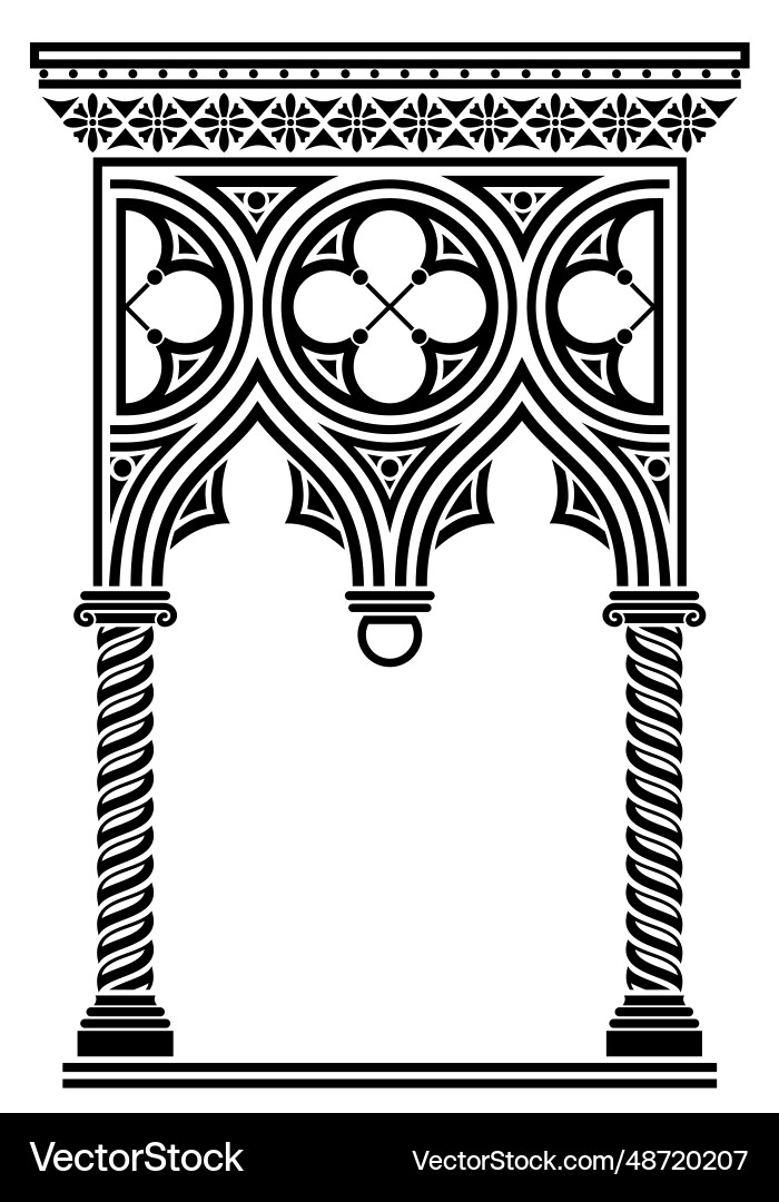 Venetian old gothic architectural arch or gallery Vector Image