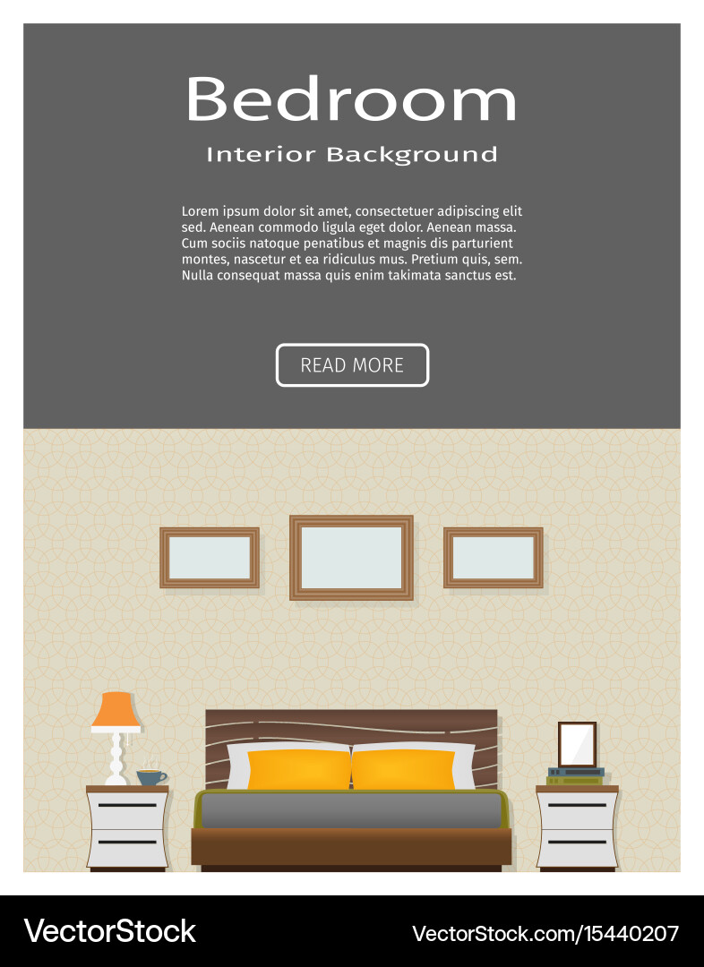 Web banner modern bedroom interior Royalty Free Vector Image