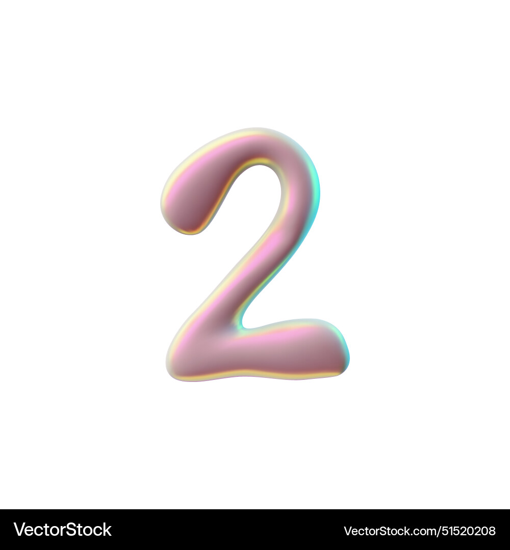 3d glossy plastic pink number 2 two liquid surface