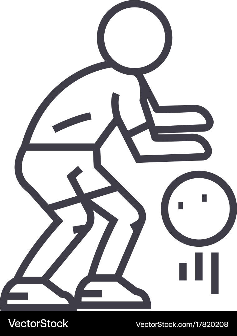 Basketball player line icon sign Royalty Free Vector Image