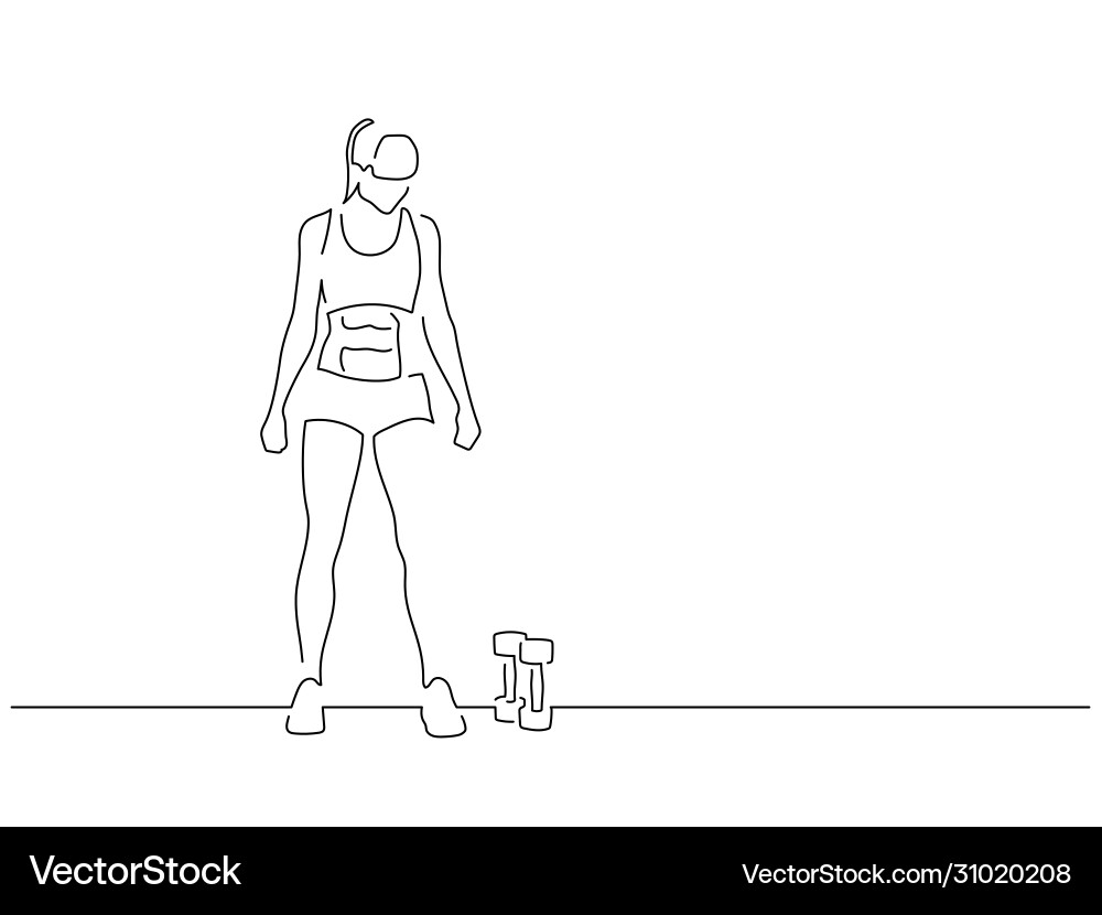 Bodybuilding isolated line drawing Royalty Free Vector Image