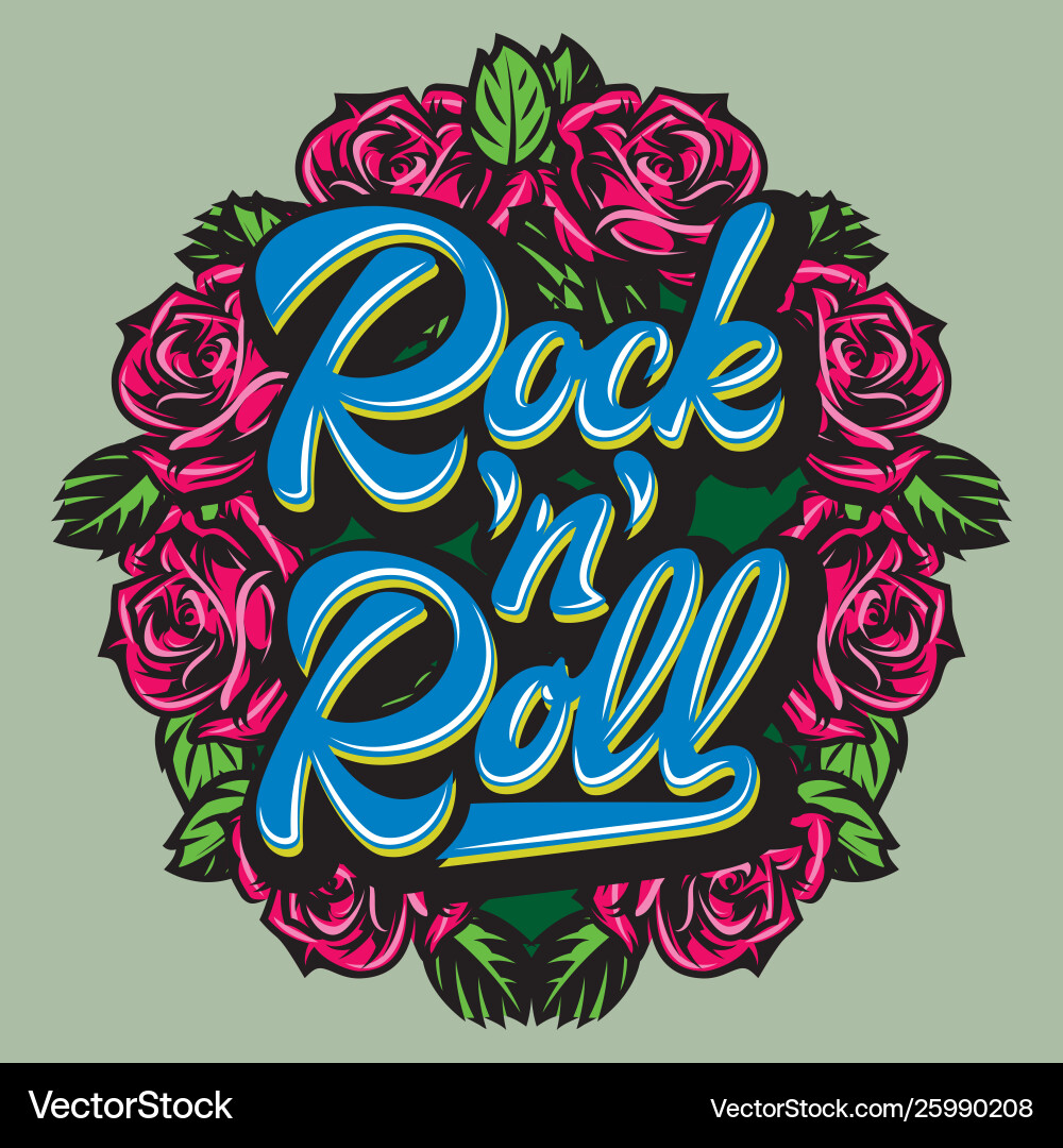 Calligraphic lettering rock and roll in a frame Vector Image