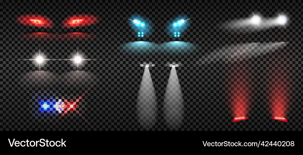 Car lights set Royalty Free Vector Image - VectorStock