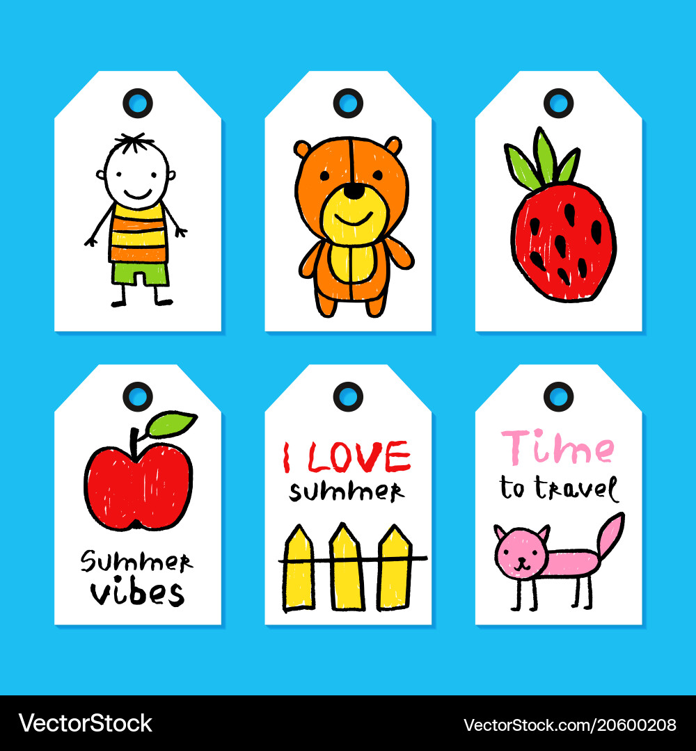 Childish tags Royalty Free Vector Image - VectorStock