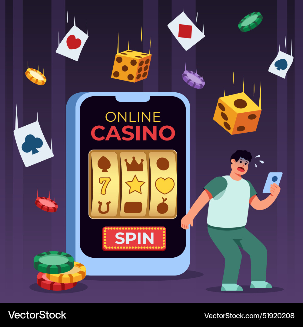 Falling dice above fail gambler Royalty Free Vector Image