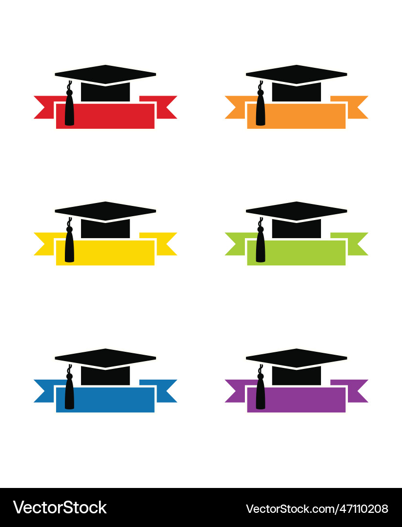 Graduation cap and ribbon symbols vec Royalty Free Vector