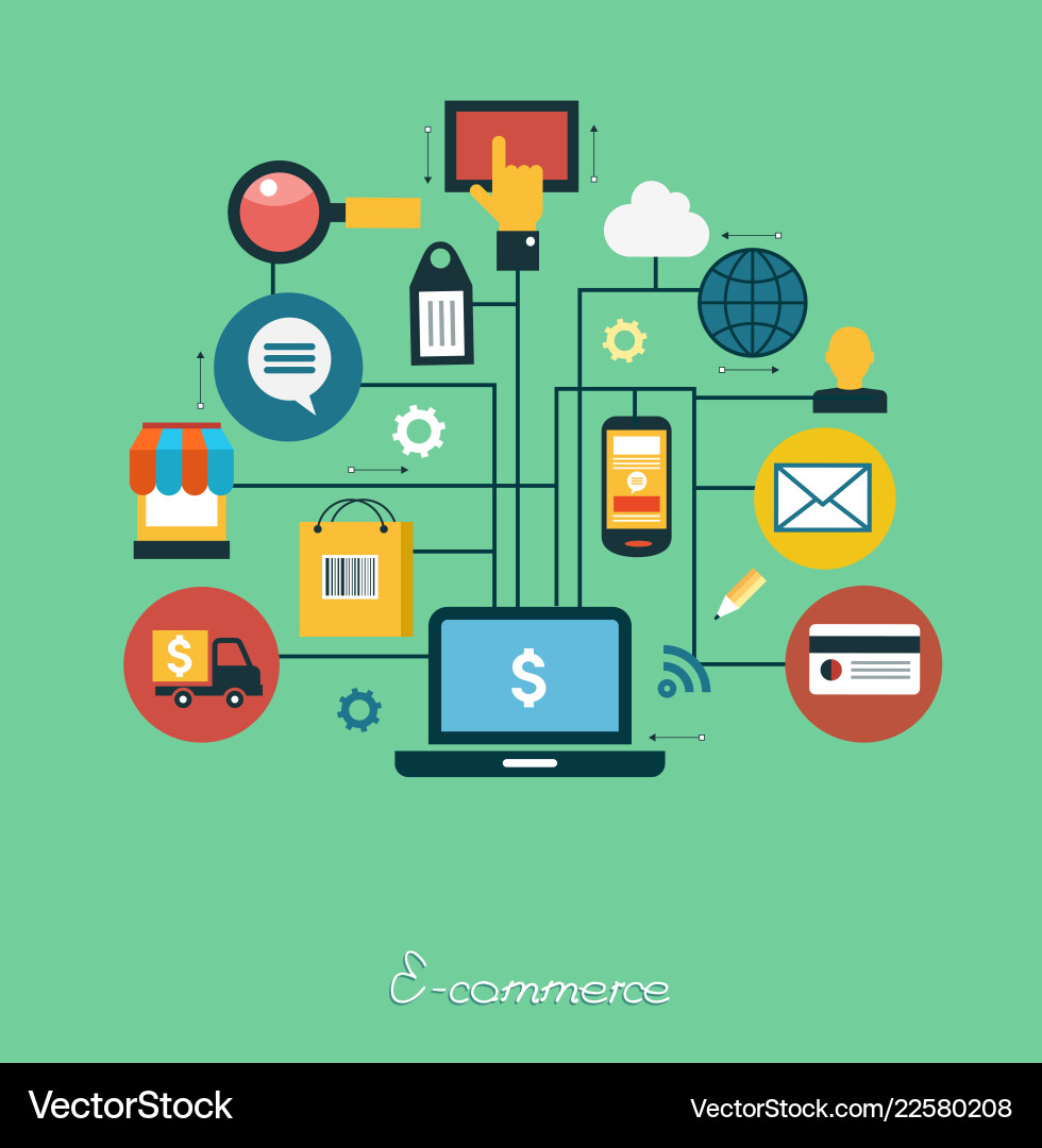 Infographics background e-commerce Royalty Free Vector Image