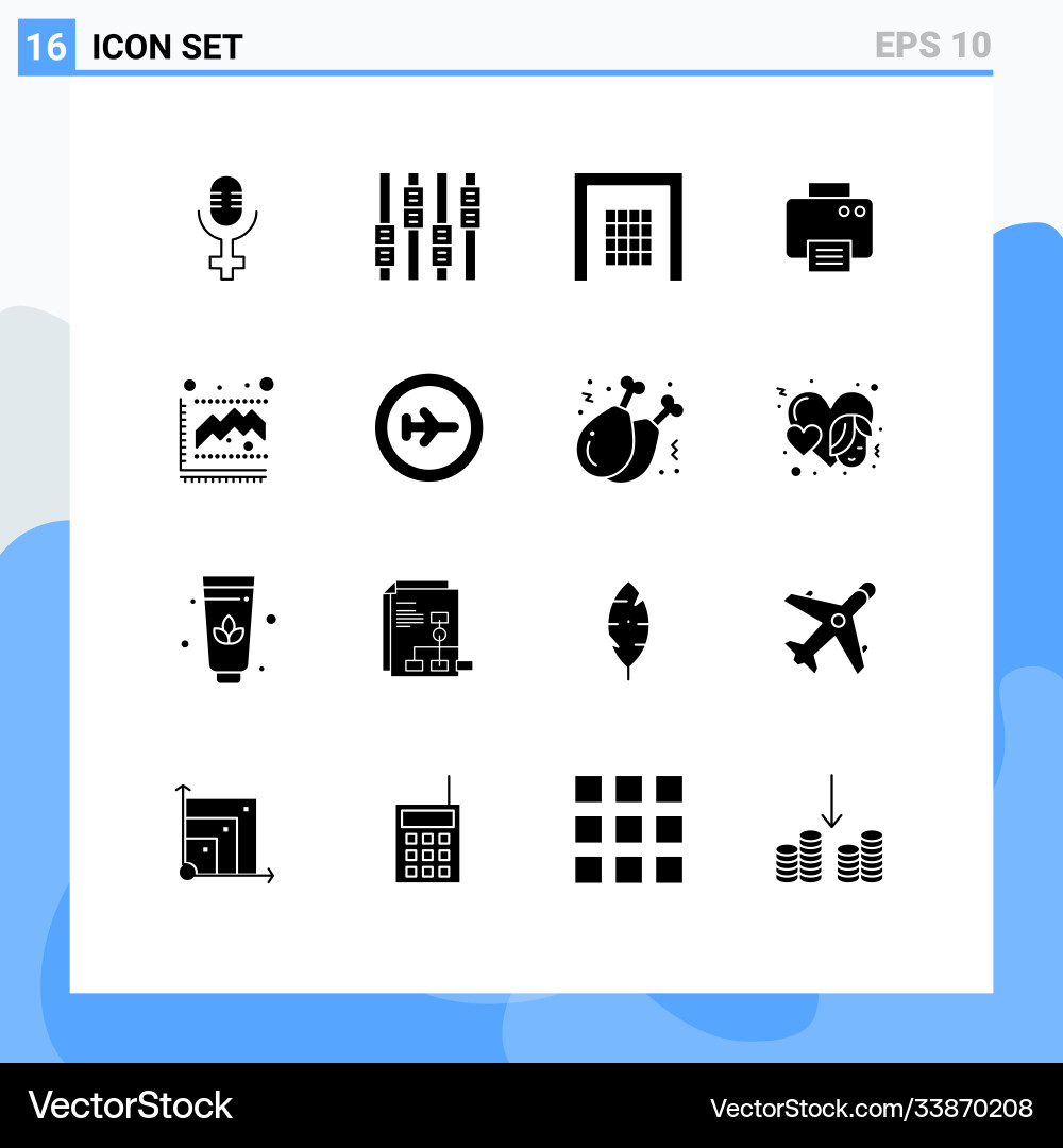 Modern set 16 solid glyphs and symbols Royalty Free Vector