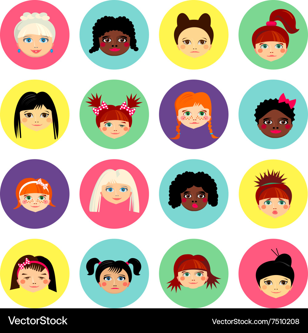 Multinational female face avatar profile heads Vector Image
