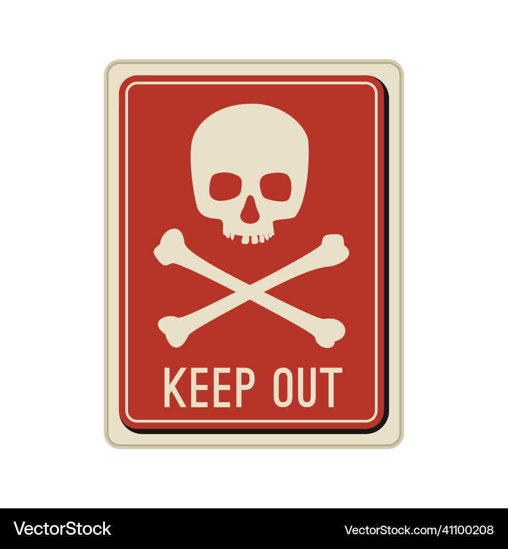 Red danger sign with skull and crossbones Vector Image