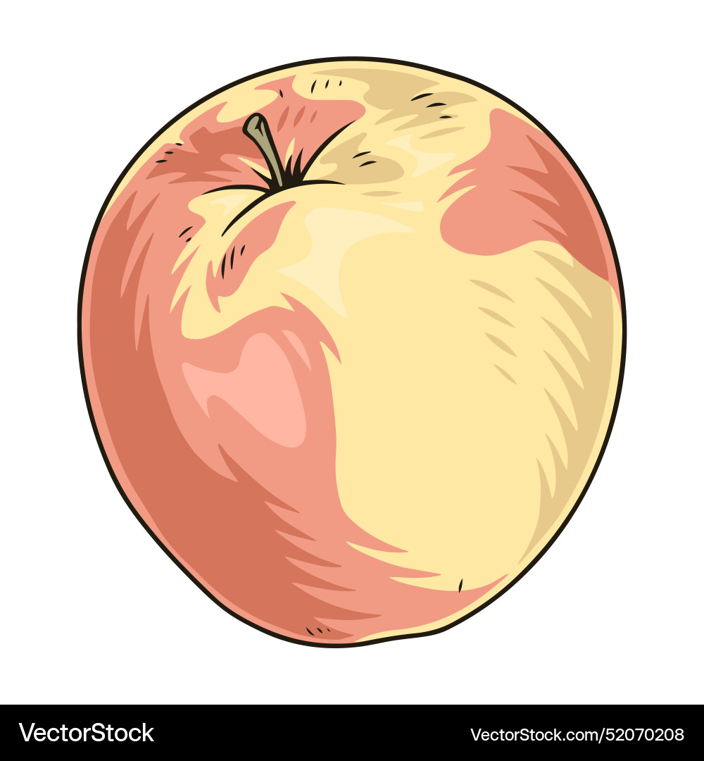 Ripe apple detailed sticker colorful Royalty Free Vector