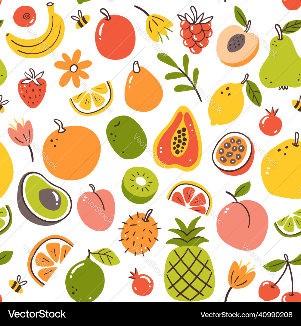 Spring fruits seamless pattern Royalty Free Vector Image