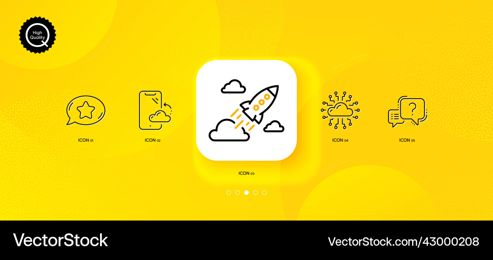 Startup rocket cloud network and question mark Vector Image