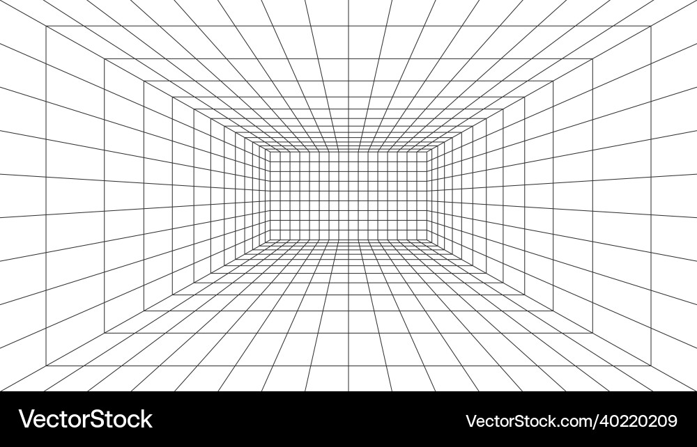 3d wireframe grid room perspective laser Vector Image