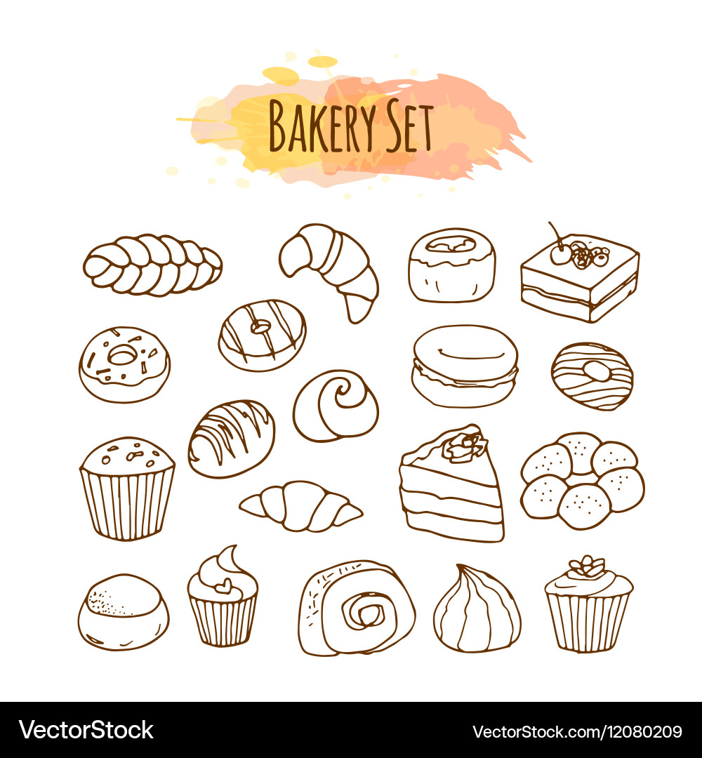 Bakery elements pastry Royalty Free Vector Image