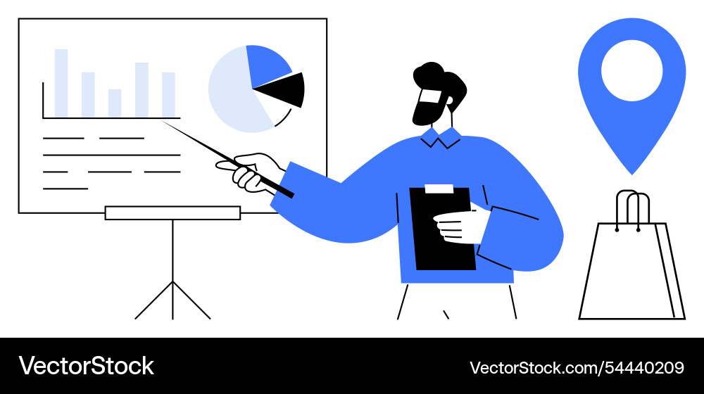 Business professional presenting data with charts Vector Image