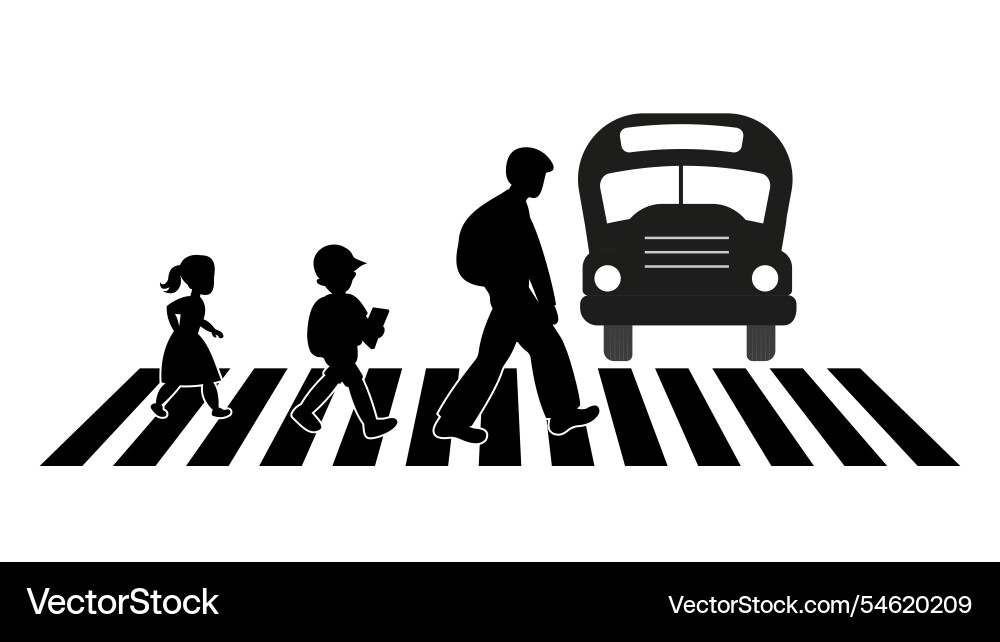 Children crossing a zebra sign Royalty Free Vector Image