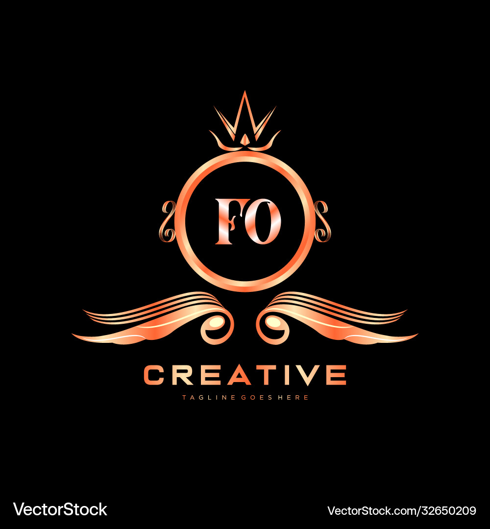 Fo initial logo with colorful circle template Vector Image