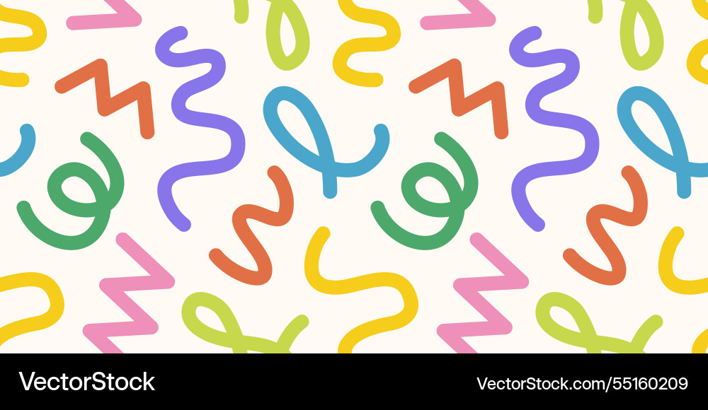 Fun Doodle Pattern - Colorful Lines Royalty Free Vector