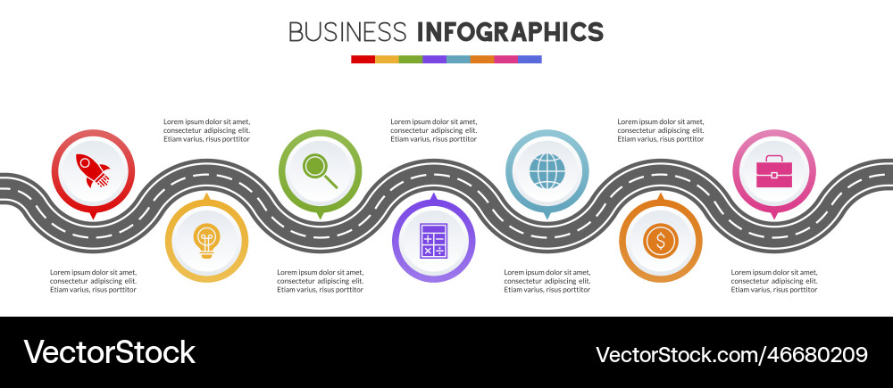 Infographics design template and icons with 7 Vector Image
