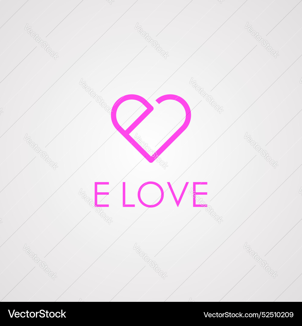 Minimalist letter e and love logo design concept Vector Image