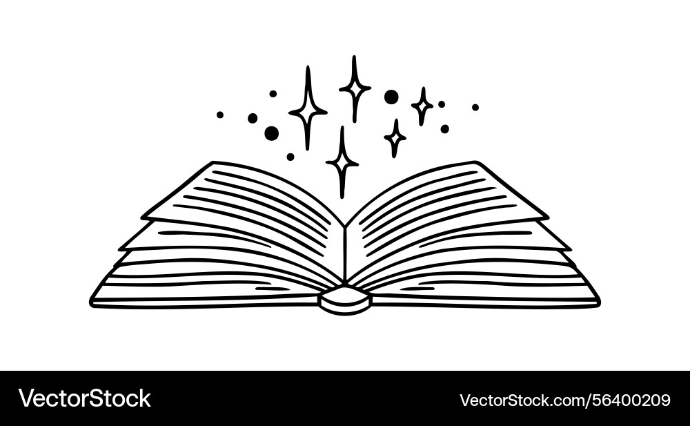 Open library book magic of reading shining Vector Image