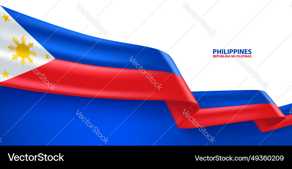 Philippines 3d ribbon flag Royalty Free Vector Image