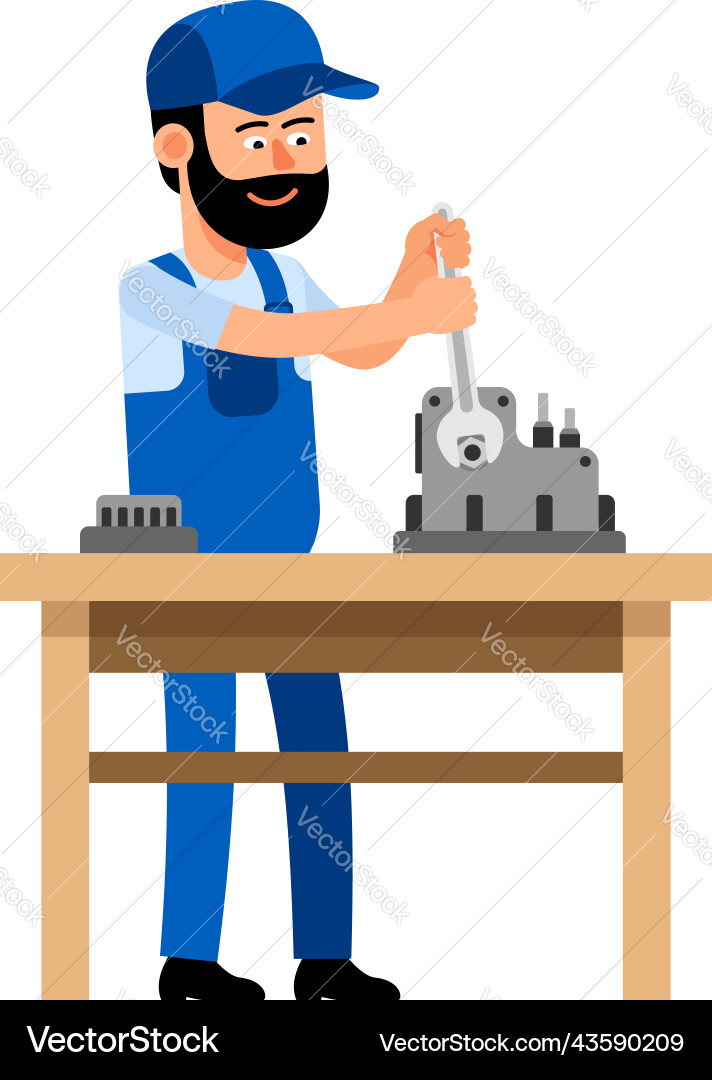Repairman mechanic at work Royalty Free Vector Image