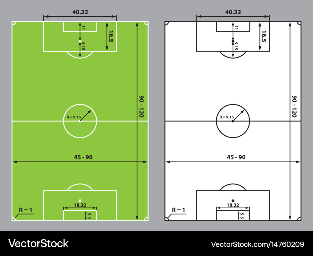 Soccer Field Dimensions and Layout Royalty Free Vector Image