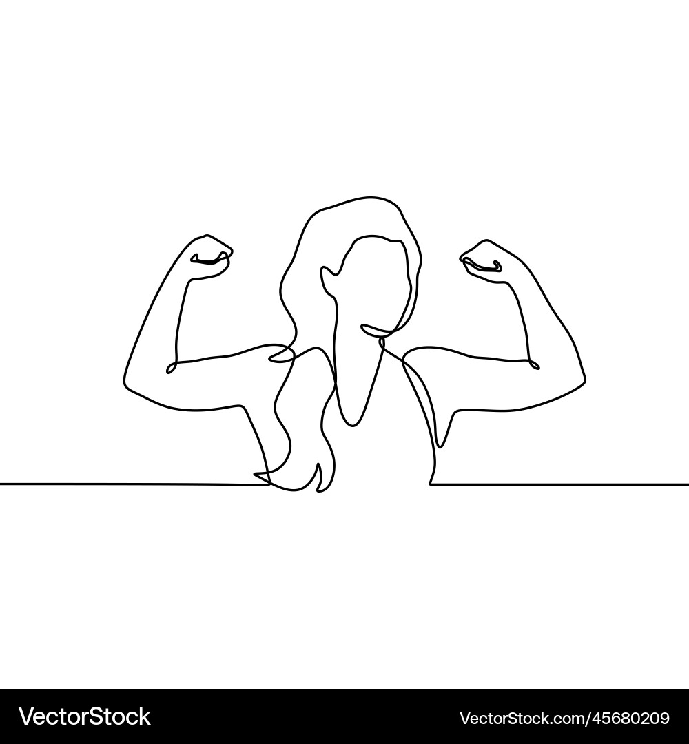 Strong girl continuous one line drawing Royalty Free Vector