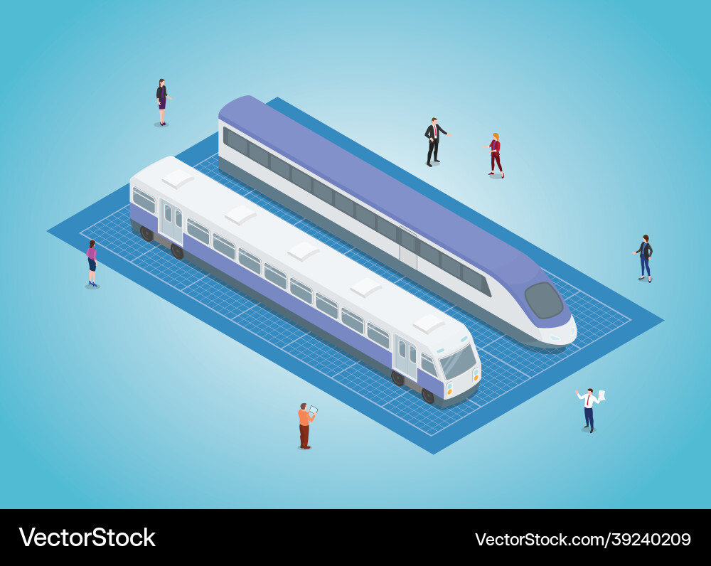 Train transportation development blueprint Vector Image