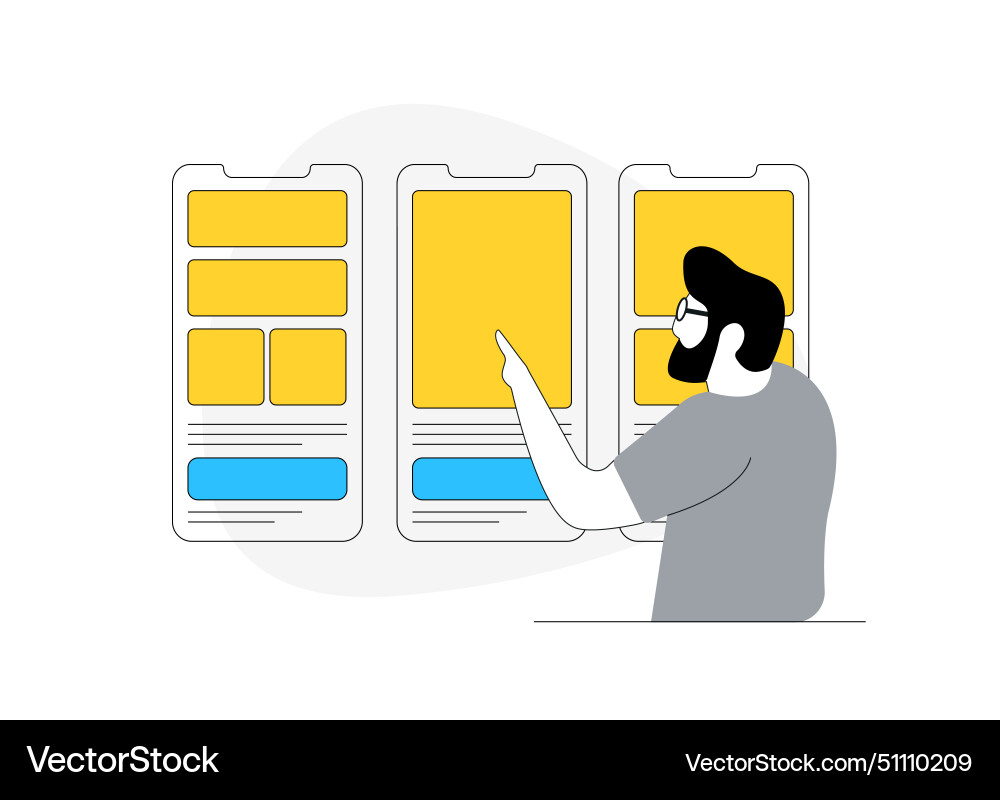 Ux research process mobile app development Vector Image