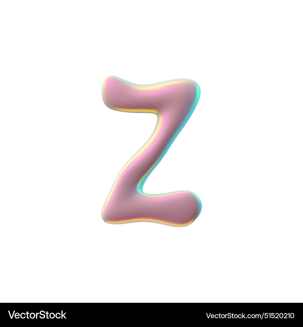 3d pink shiny letter z made in a glossy Royalty Free Vector