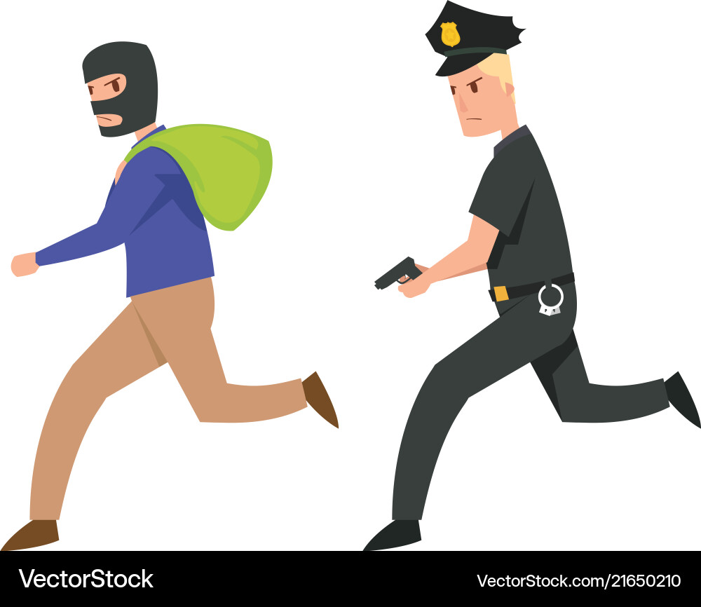 A law enforcement pursue criminal suspect Vector Image