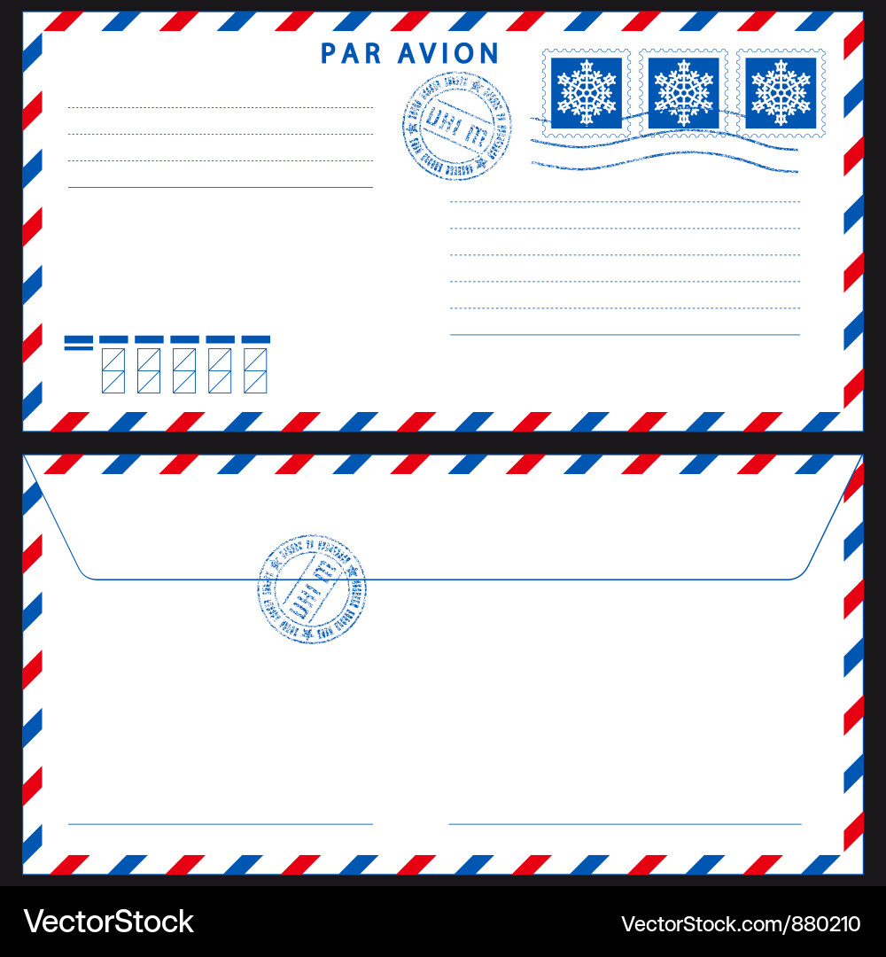 Airmail envelope on black Royalty Free Vector Image
