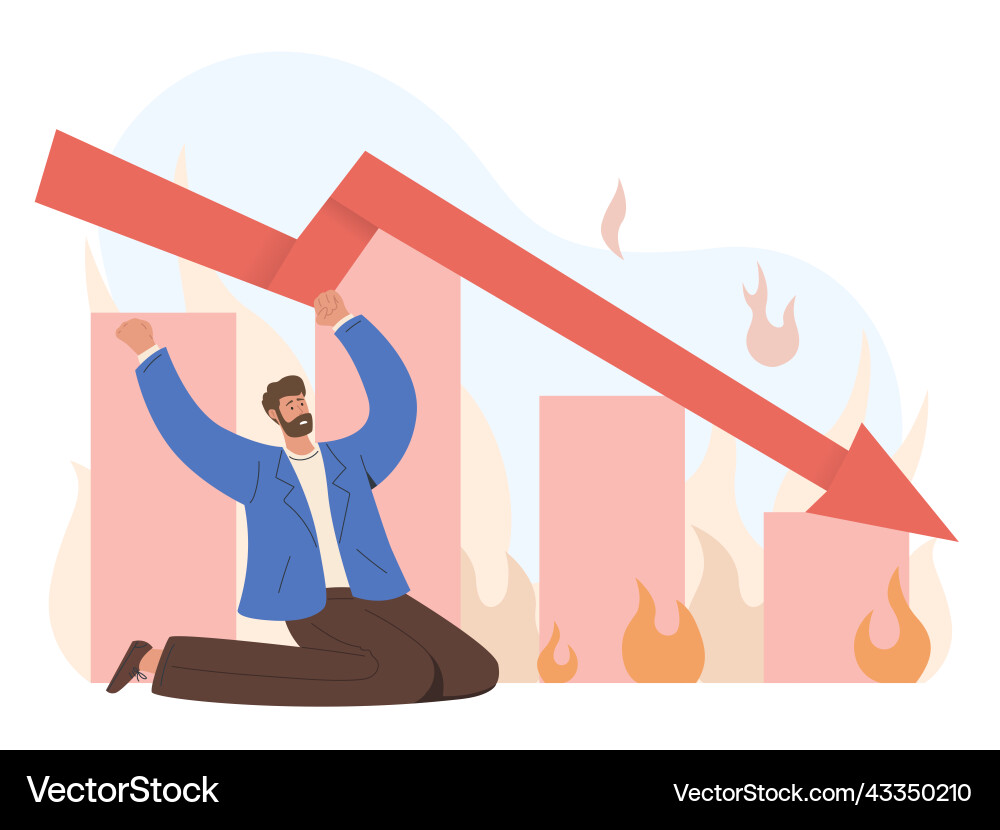 Bankruptcy concept panic businessman losing Vector Image